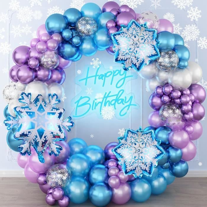 Kit D'Arche De Ballons La Reine Des Neiges - Bleu Métallisé, Violet Et ...