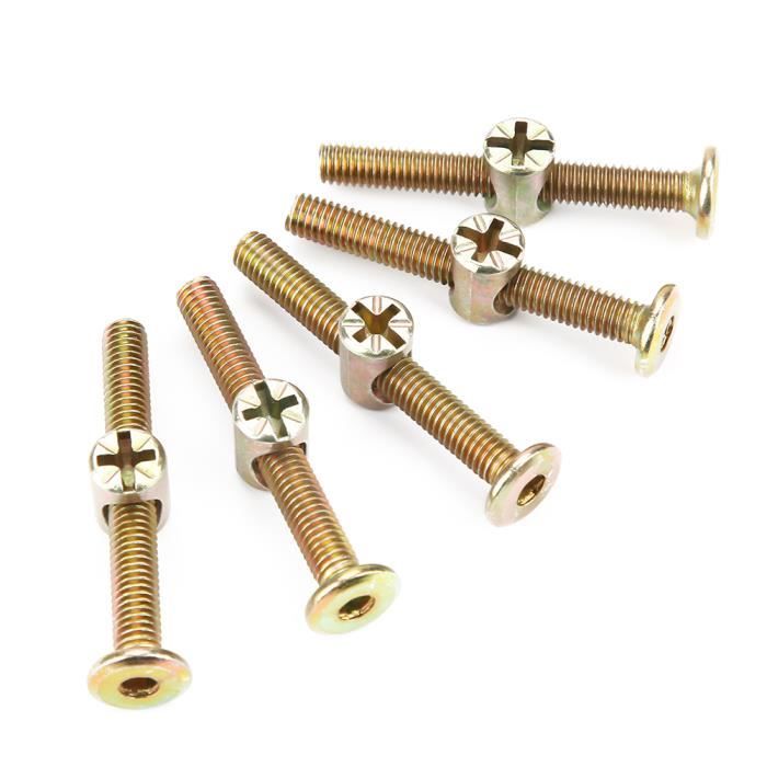 Cikonielf Connecteur de meuble 10 pièces M6 boulons de meubles en acier au carbone 50mm avec ...