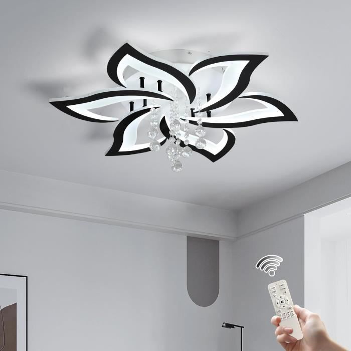 Led Luminaire Plafonnier Cristal Lampe De Plafond 6 Pétale Dimmable ...