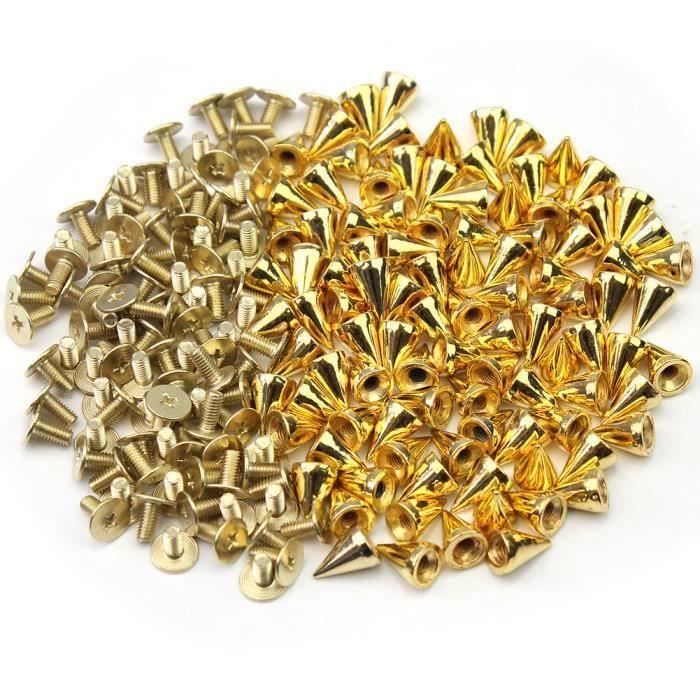 XINGFU-100pcs 10mm Vis Rivet Cône Doré Clou Personnalisé Style Alliage ...