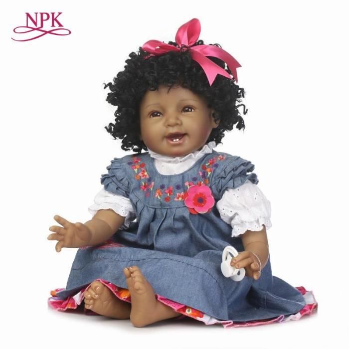 NPK – poupée de bébé boneca reborn, vinyle noir, silicone tactile ...