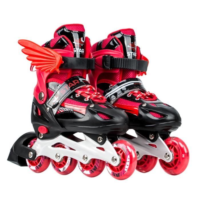 Roller Inline - AZ KING - Rollers Enfant Réglables avec Flash - Rouge ...