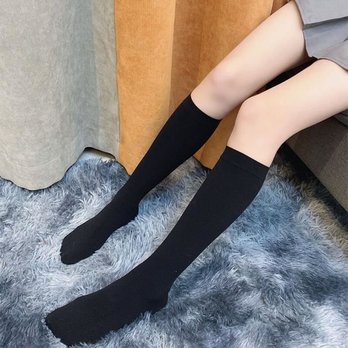 Bas,Chaussettes longues à rayures noires et blanches pour femmes, bas ...