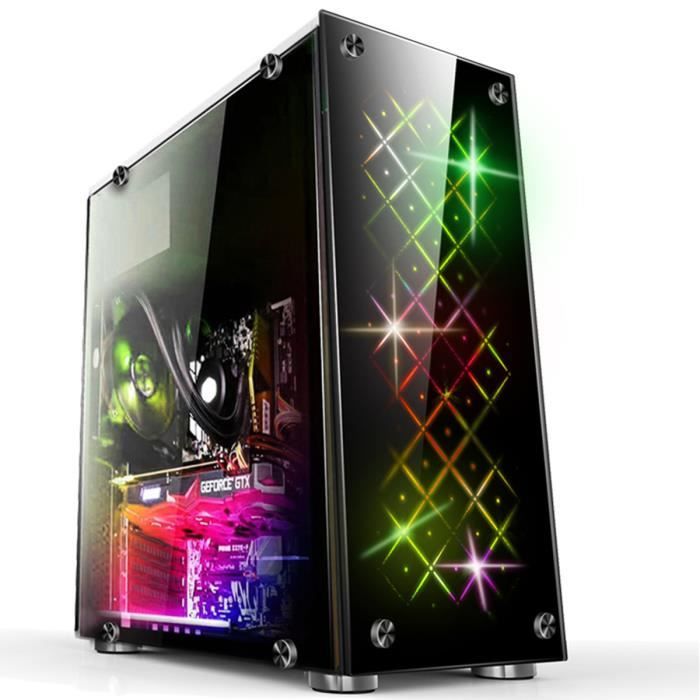 NEUFU Gaming ATX RGB Computer Boîtier Ordinateur PC Case Midi Tower USB ...