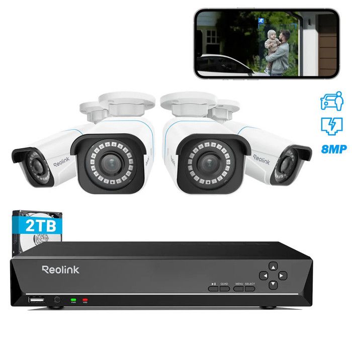 Reolink Kit Vidéo Surveillance,8MP 4X Bullet Caméra IP PoE avec Audio+ ...