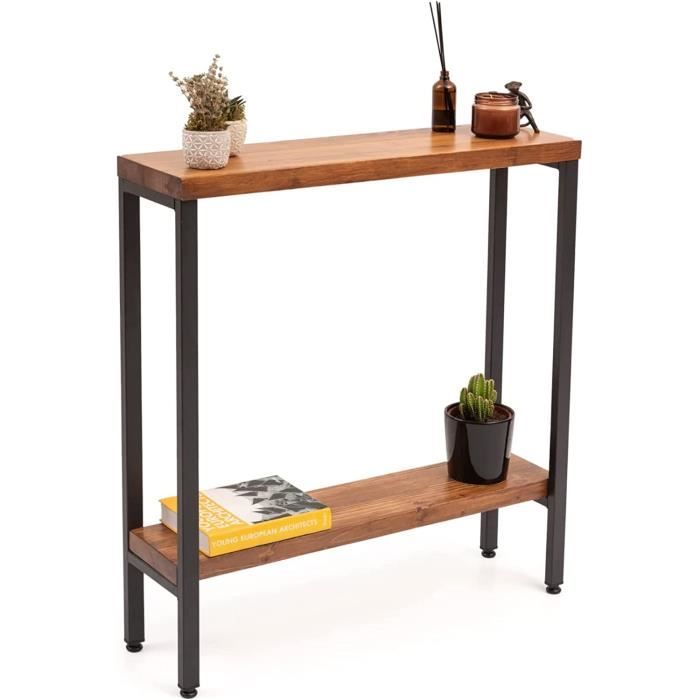 Gozos Huesca Console Salon en Pin Massif Plateau Bois Tranche d’Arbre ...