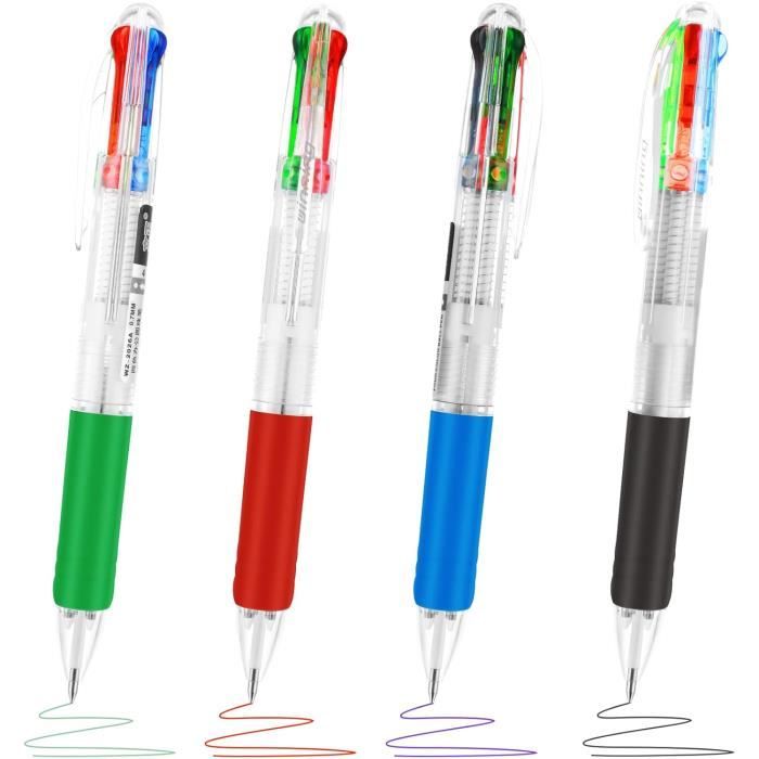 Stylo à bille rétractable 4-en-1 multicolore, Stylo à bille rétractable ...