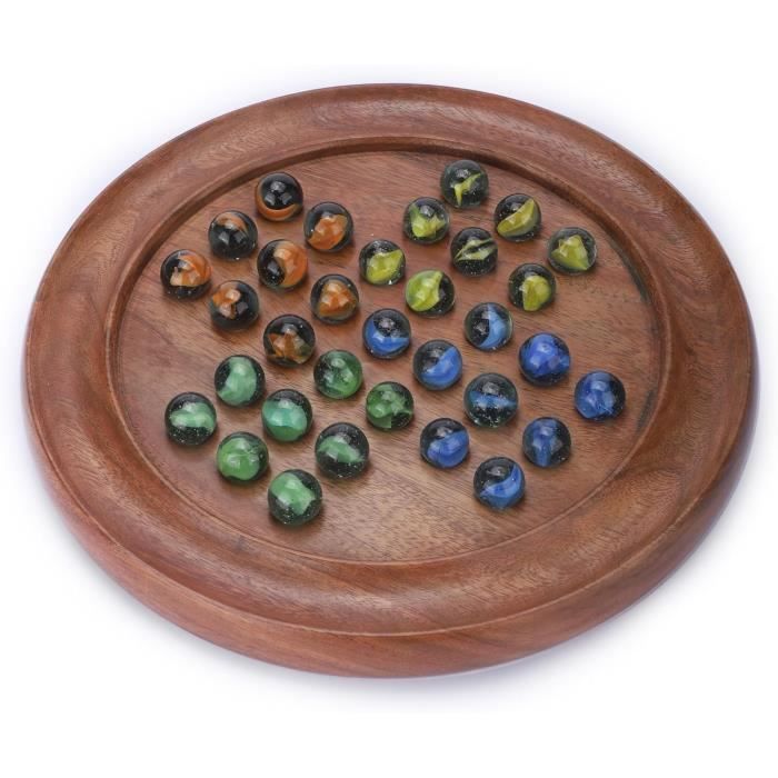 Ajuny Jeu de société Solitaire Classique eois fabriqué à la Main avec ...