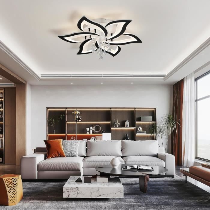 Led Luminaire Plafonnier Cristal Lampe De Plafond 6 Pétale Dimmable ...