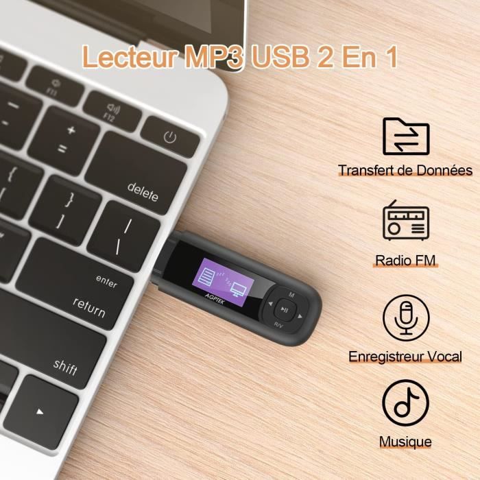 Lecteur Mp3 Usb 8Go Avec Ecran Lcd, Mini Lecteur Musique Baladeur Léger ...