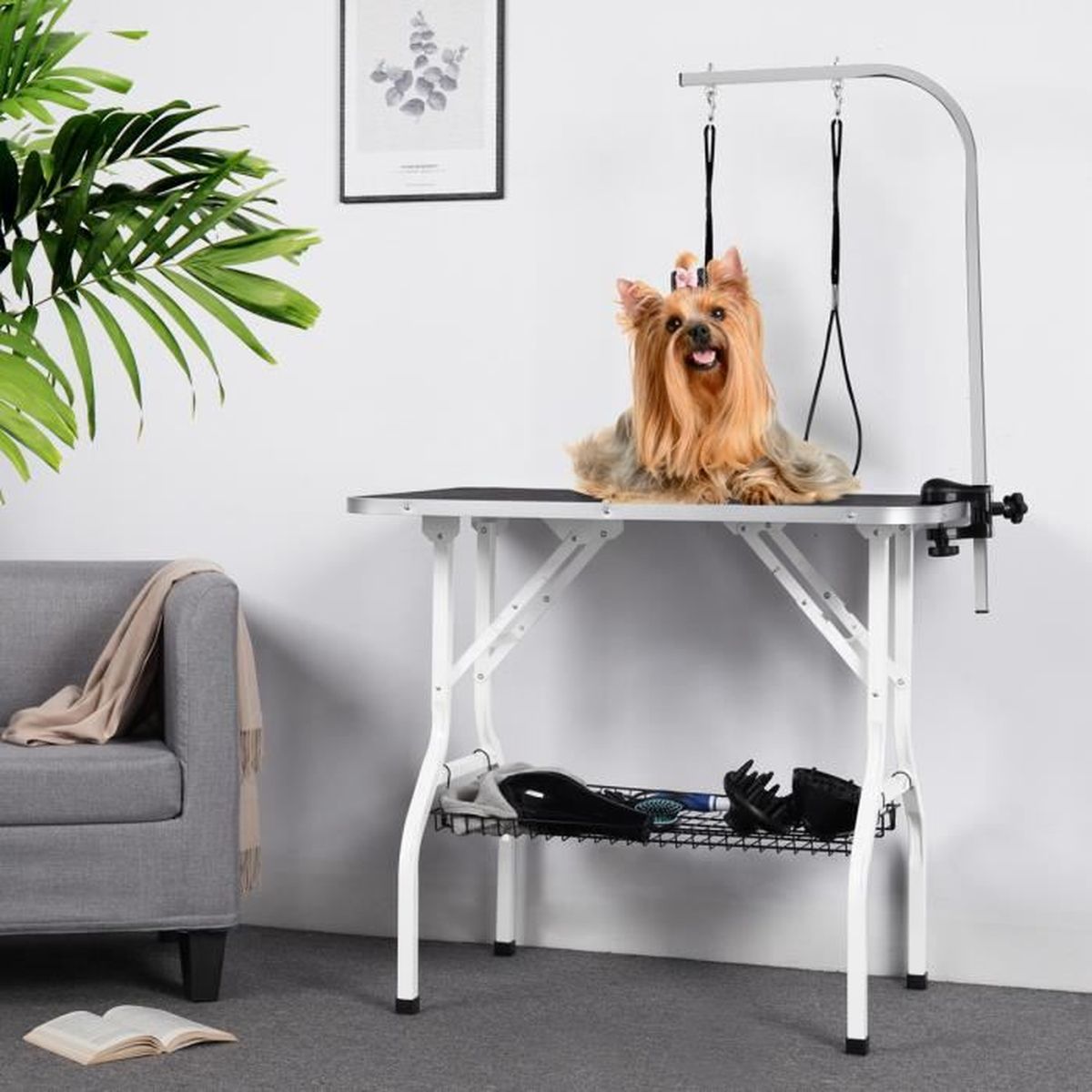 Yaheetech Table de Toilettage pour Chien Pliante avec Potence Réglable ...