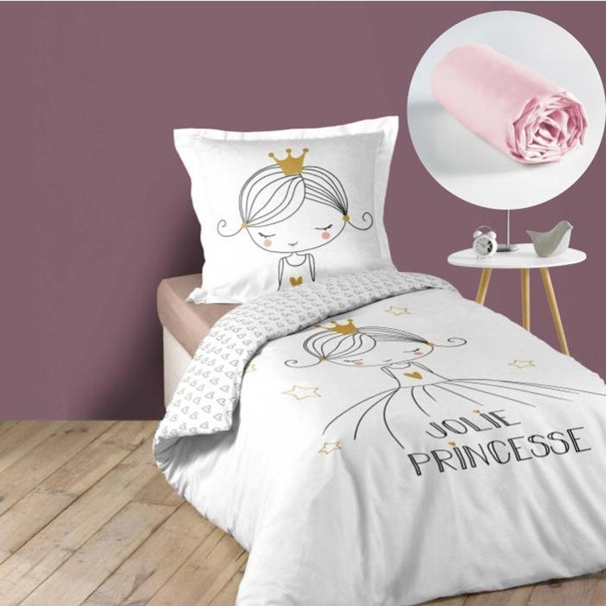 Pack Parure De Couette Enfant 140x200 Cm Leonie Drap Housse 90x190