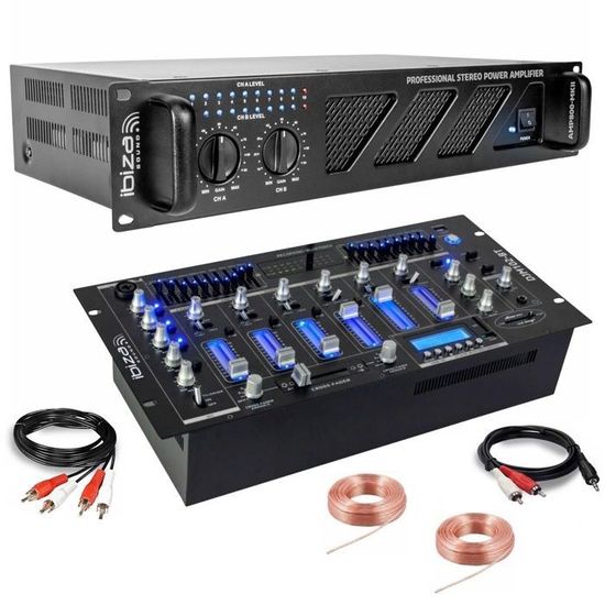 Pack DJ Sono Ampli Ibiza Sound AMP800-MKII 960W - Table Mixage ...