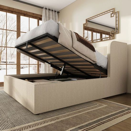 Structure de lit Lit coffre double 160x200 cm - REDOM - larges appuis ...