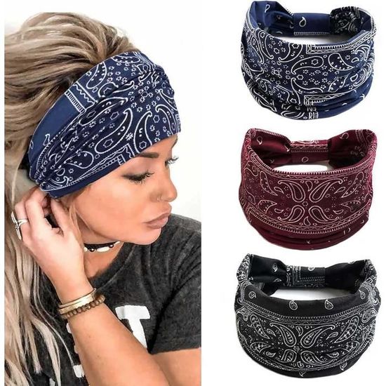 Bandeaux de yoga Bandeaux élastiques larges Bandeaux de cheveux Boho ...