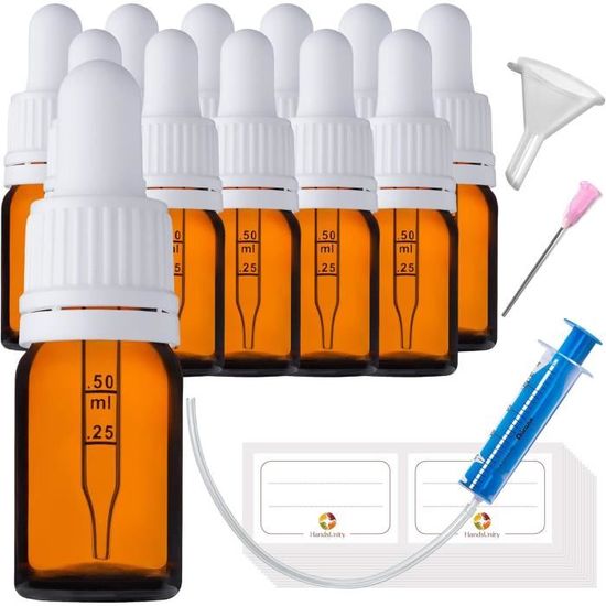 5Ml-12Pcs De Flacon De Pipette Petit Flacon En Verre - D'Apothicaire En Verre Ambré Avec ...