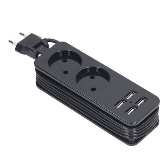 Mxzzand multiprise USB Multiprise 1200W 10A, 2 prises rondes, 4 Ports ...