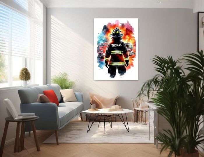 Poster Garçon Pompier Personnalisable avec Nom, Toile, idée Cadeau d ...