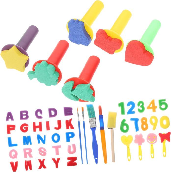 1 Jeu ponge Alphabet Tampon De Peinture En Mousse Brosse Rouleau ponge ...