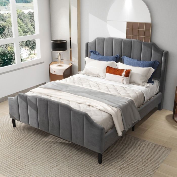 Lit capitonné 140 x 200 cm Lit double Design minimaliste moderne ...