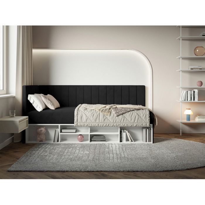 Lit ado avec rangement - VENTRIO - noir - côté gauche - Cdiscount Maison