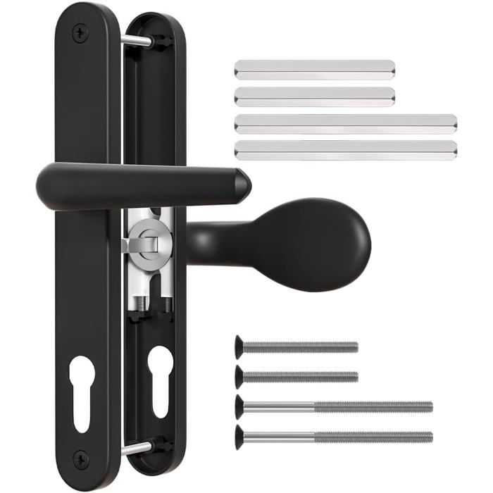 TRAHOO-1 Pcs Poignée de Porte en Aluminium Noir pour Porte en PVC ...