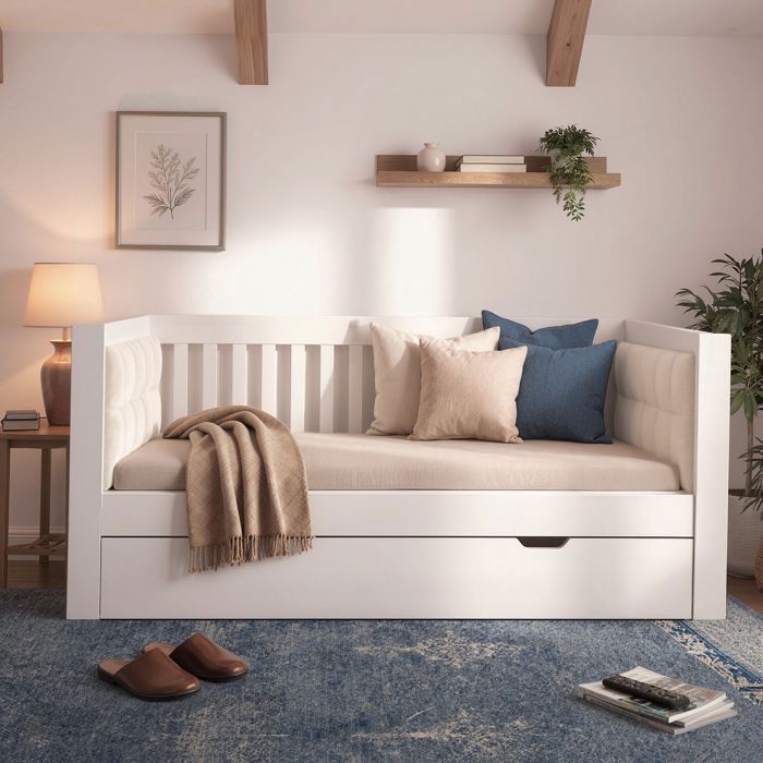 Lit pliant 90 x 190 cm avec lit d’appoint, sommier à lattes, sans ...