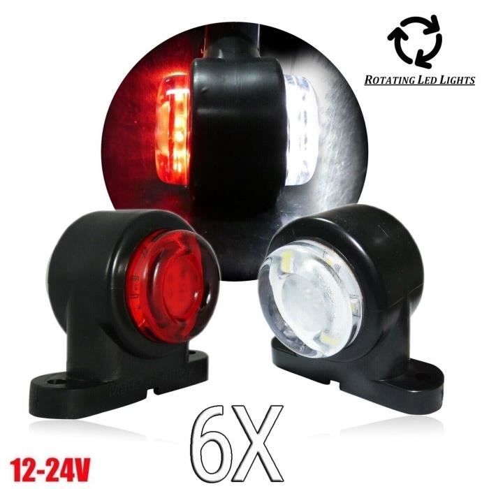 6x Feux LED Latéraux Rouge Blanc Rotatif pour Camion Caravane Camper ...