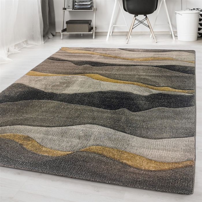 Flycarpets Modern Tapis Kristal Tapis Gris Jaune - Dimension ...