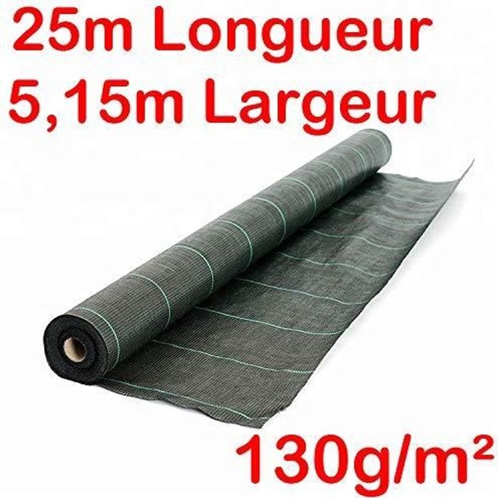 Largeur 5,15m Longueur 25m 130g/m2 Toile Bache de paillage tissée Anti ...