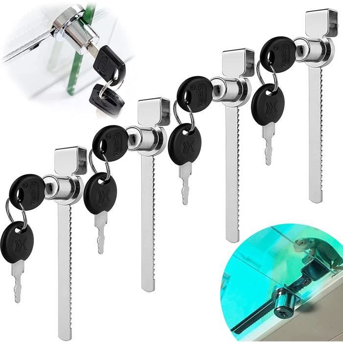 4Pcs Serrure de Terrarium, Coulissante Verre Serrure à Clé, Vitrine Coulissante en Verre Serrure ...