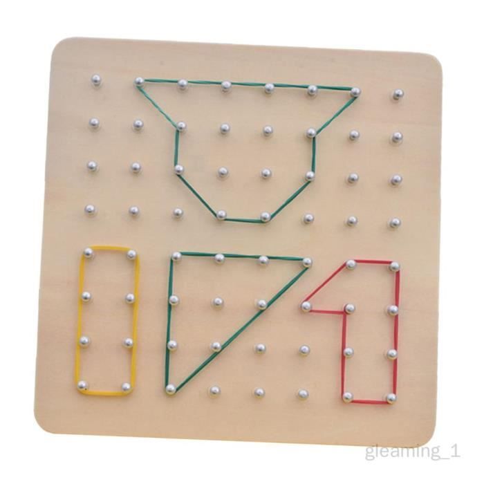 Jouet éducatif - Montessori - Géoplan en bois - 64 clous - 23 motifs ...