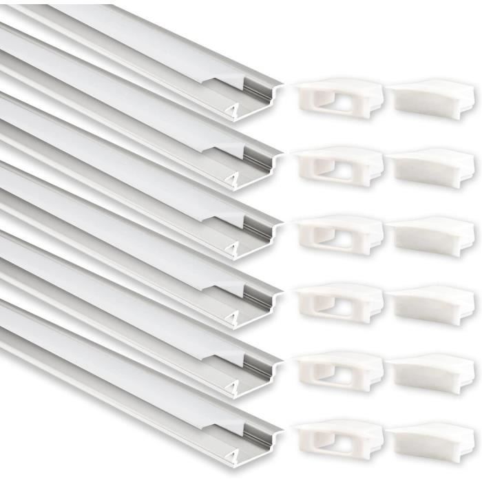 Kit profilé LED en aluminium (6 x 1 m) - Profilé à encastrer en ...