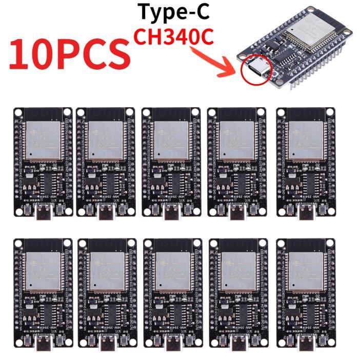 0pcs Type-C CH340C - Carte de développement WROOM-32 ESP32 Type-C CH340C USB CP2102 WiFi ...