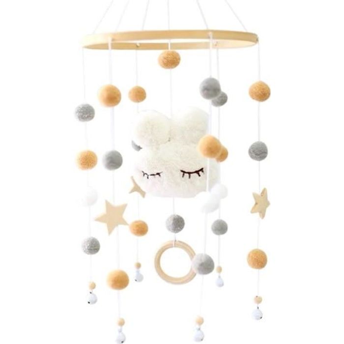 Mobile musical pour lit bébé - Bunny - Blanc - Boules de feutre ...