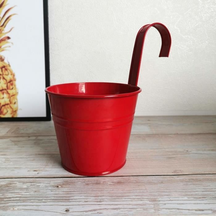 La couleur rouge Pot de fleur en métal et fer Vase suspendu à poignée ...