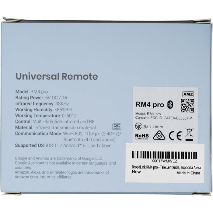 BroadLink RM4 Pro Télécommande Universelle IR et RF - Cdiscount Bricolage
