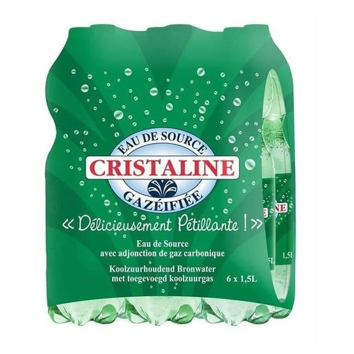 CRISTALINE : Eau de source gazeuse 6 x 1,5 L - Cdiscount Au quotidien