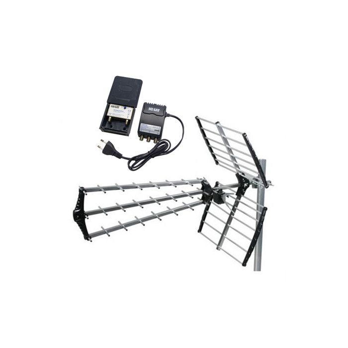 PACK HDSAT ANTENNE TNT TRINAPPE GAIN 18dB UHF rateau + Kit ...