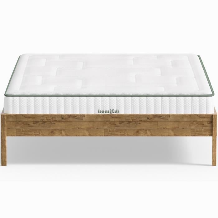 Ensemble lit + matelas - HOMIFAB - Aina 160 + Latex Lux - Chêne massif ...
