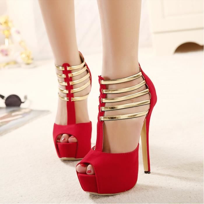 Rouge- Sandales à Talons Hauts pour Femmes Mode Escarpins Belles ...