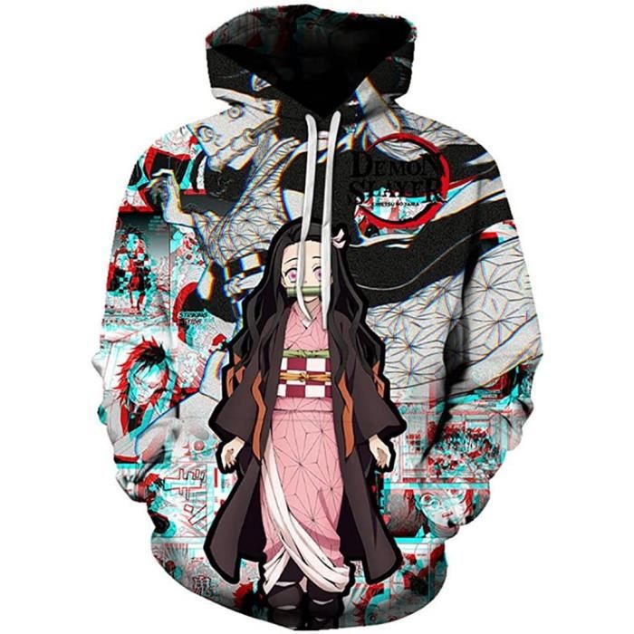 Demon Slayer Sweat à Capuche Anime 3D Imprimé Nezuko Tanjiro Kamado ...