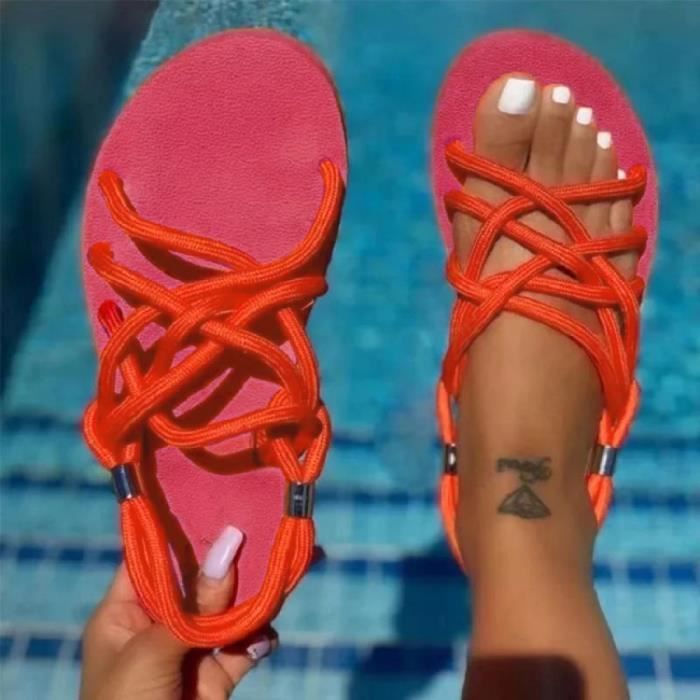 Sandales A Bout Ouvert Pour Femme - Sandales Plates Antiderapantes ...