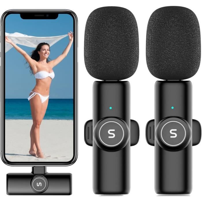 ® Lavalier Microphone Sans Fil Pour Iphone Ipad Plug-Play Lavalier Microphone Sans Fil À Clipser ...