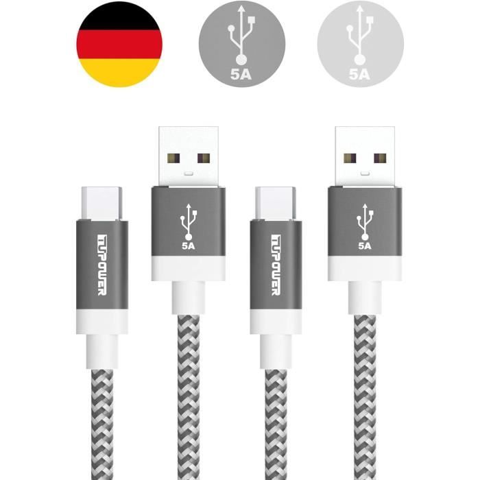 K23 Lot De 2 Câbles Usb C Supercharge Usb 2.0 1,8 M Pour Huawei Mate 20 ...