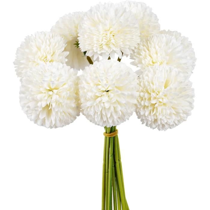VaryFloral 12pcs Fleurs Artificielle Hortensia Blanc Soie Chrysanthème ...