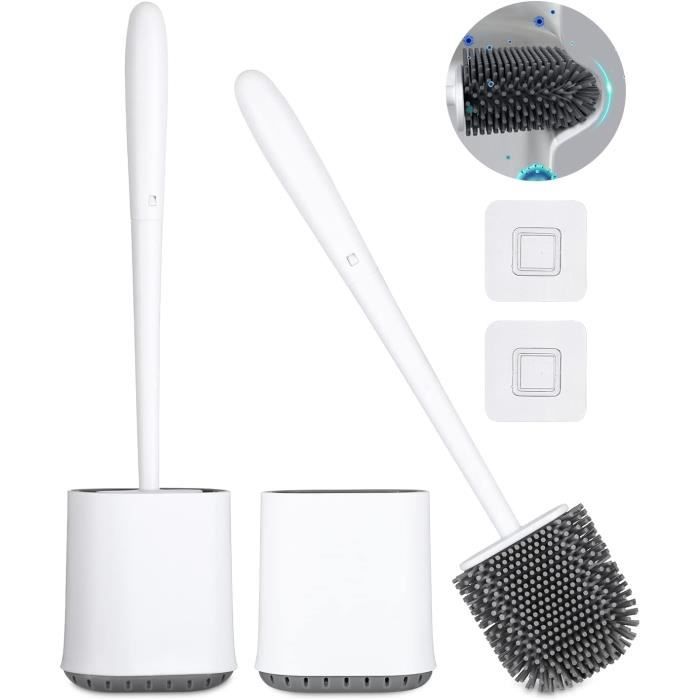 2 Pièces Brosse Wc,Balai De Toilette Avec Support De Ventilation À Séchage Rapide Avec Poils ...