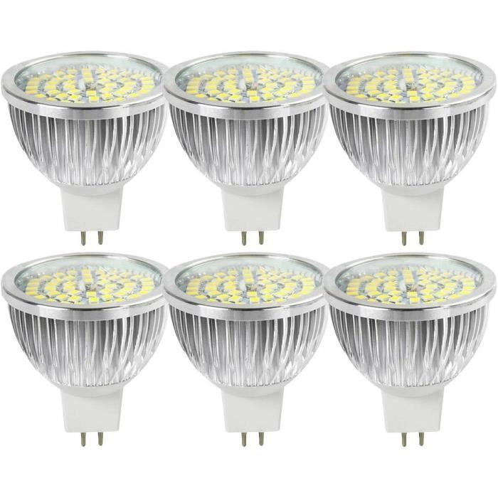 Ampoule LED Mr16 Gu5.3 6 W emballée, blanc froid 6 000 K, équivalent 60 W, AC-DC 12 V, 550 ...