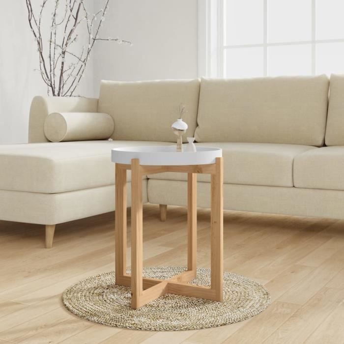 SIB Table basse Blanc 41x41x48,5 cm Bois d'ingénierie et pin massif ...