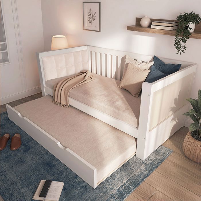 Lit pliant 90 x 190 cm avec lit d’appoint, sommier à lattes, sans ...